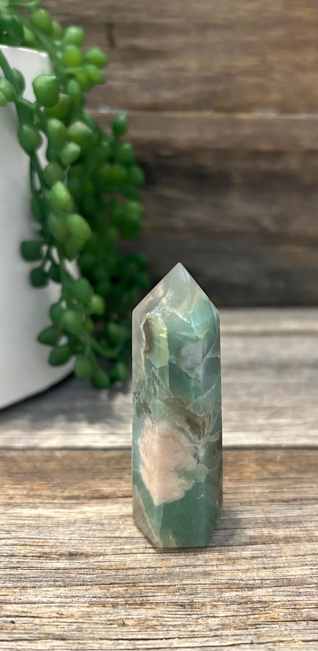 Green Flower Agate Point – The Spirit Orb